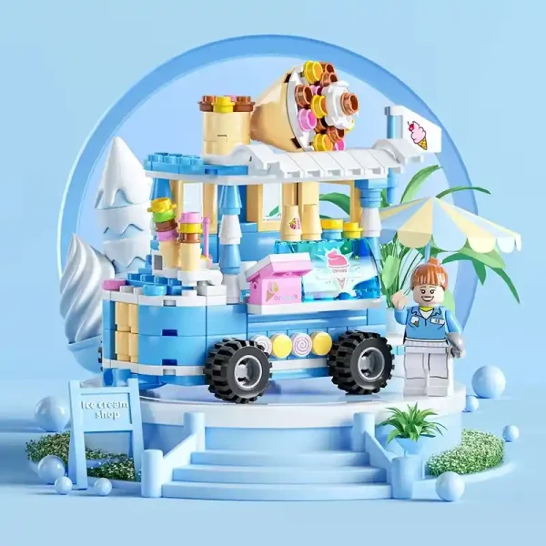 Ice-cream Cart DIY Building Blocks - 184 Pieces | Snow Aurora